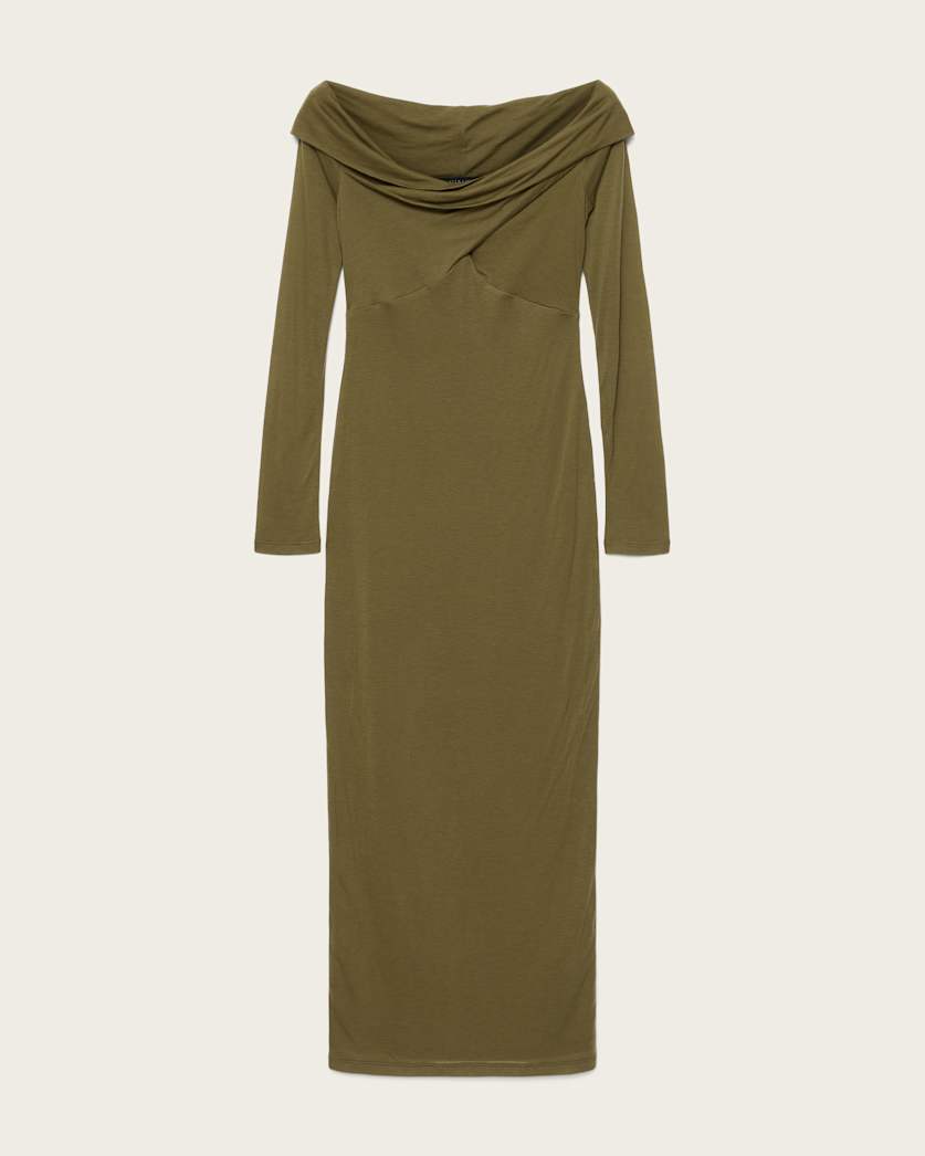 Delta Bodycon Jersey Midi Dress KHAKI GREEN | ALLSAINTS